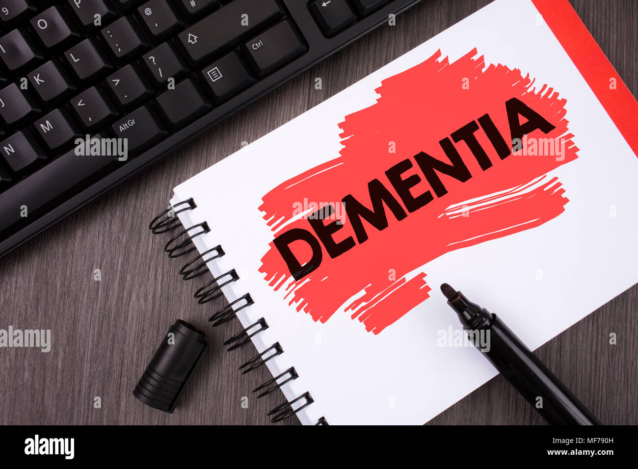 Writing note showing Dementia. Business photo showcasing Long term ...