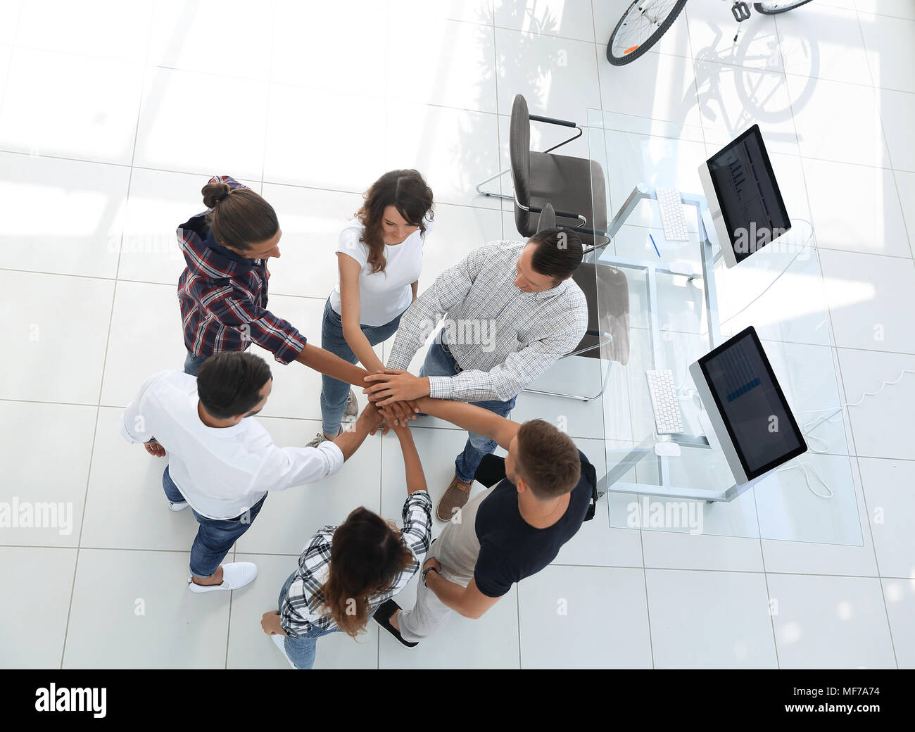 view from the top.creative group of young people Stock Photo - Alamy