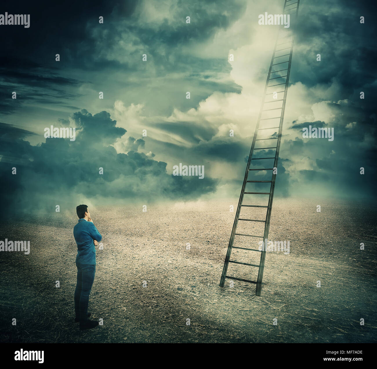 Ladder and sky hi-res stock photography and images - Alamy