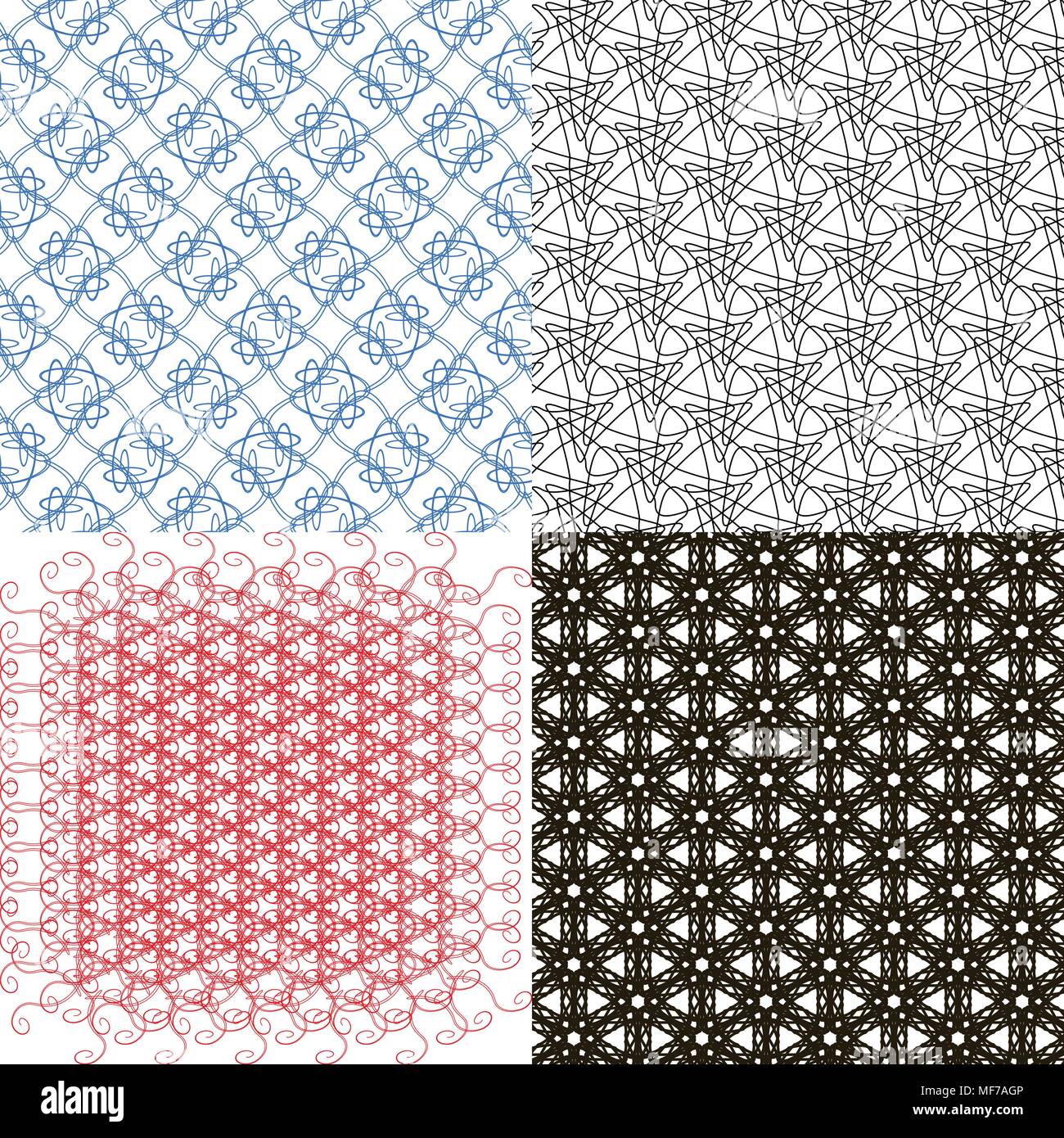 Set of 4 monochrome elegant patterns.Vector ornaments. May be used as ...
