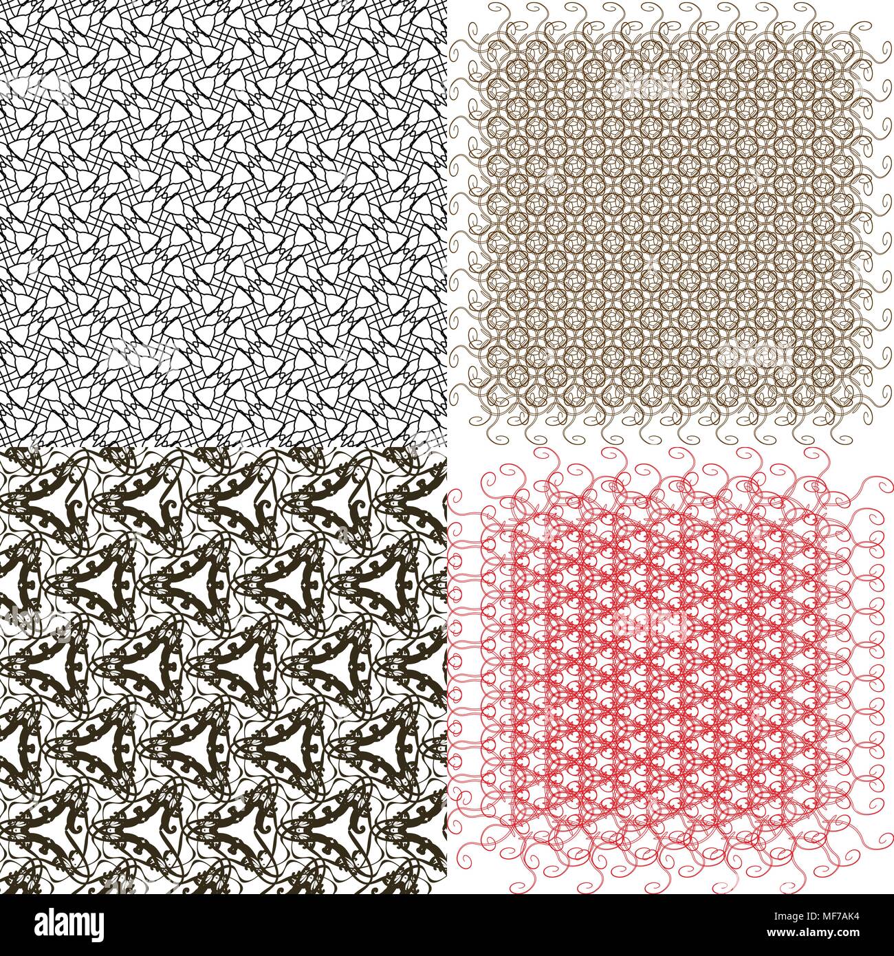4 Geometric patterns, tiling. Set of vector abstract vintage backgrounds. Vector illustration ...