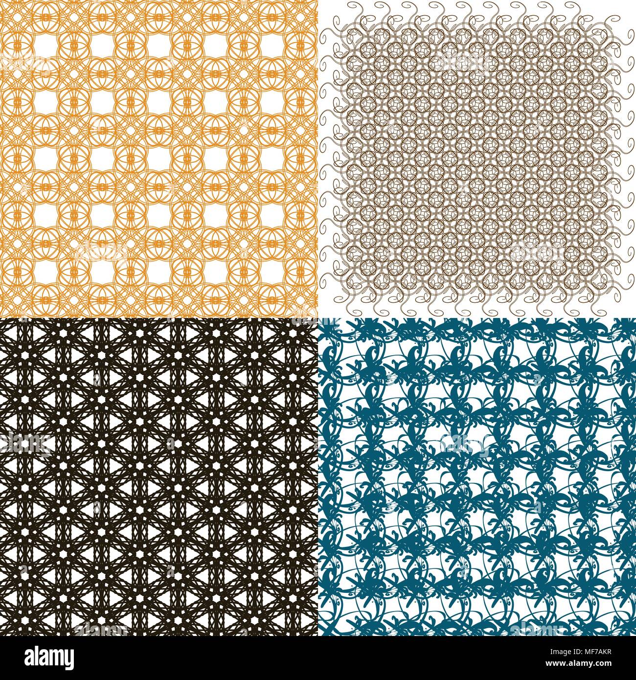 4 Geometric patterns, tiling. Set of vector abstract vintage backgrounds. Vector illustration ...