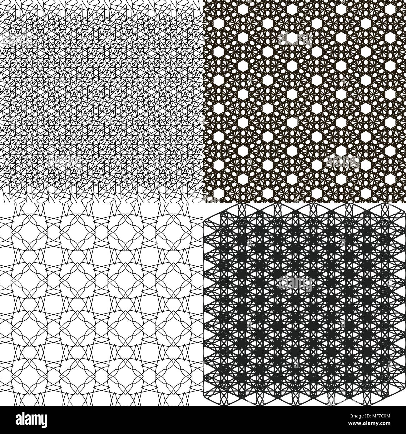 Set of 4 monochrome elegant patterns.Vector ornaments. May be used as ...