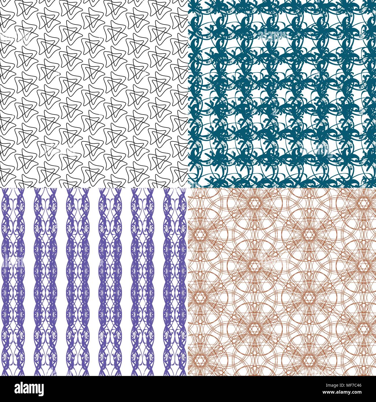 Set of 4 monochrome elegant patterns.Vector ornaments. May be used as ...