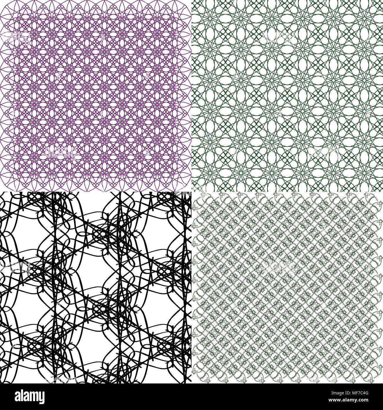Set of 4 monochrome elegant patterns.Vector ornaments. May be used as ...