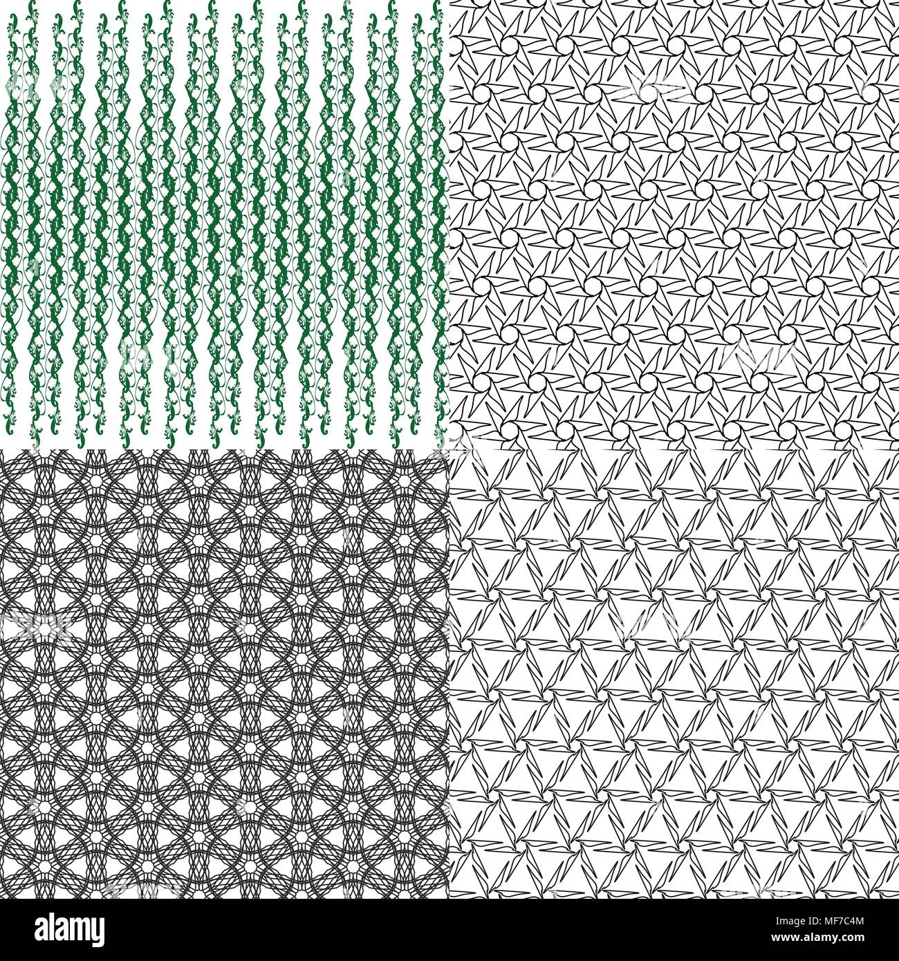 Set of 4 monochrome elegant patterns.Vector ornaments. May be used as ...