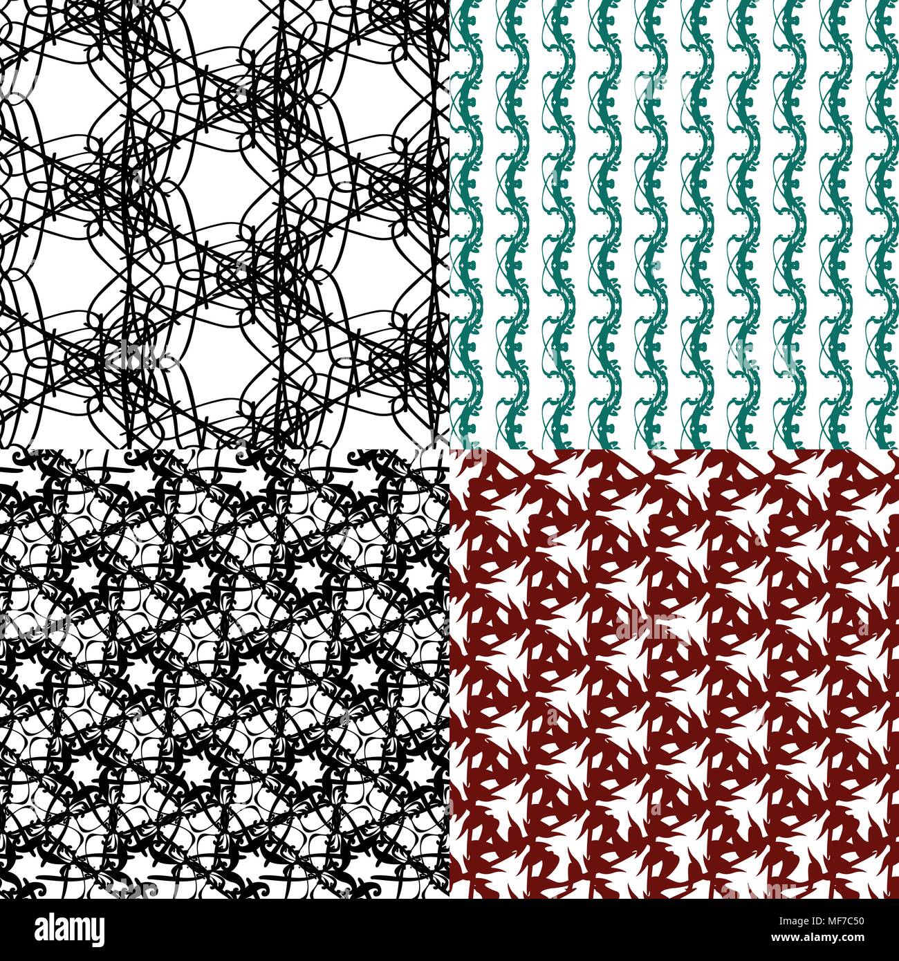 Set of 4 monochrome elegant patterns.Vector ornaments. May be used as ...