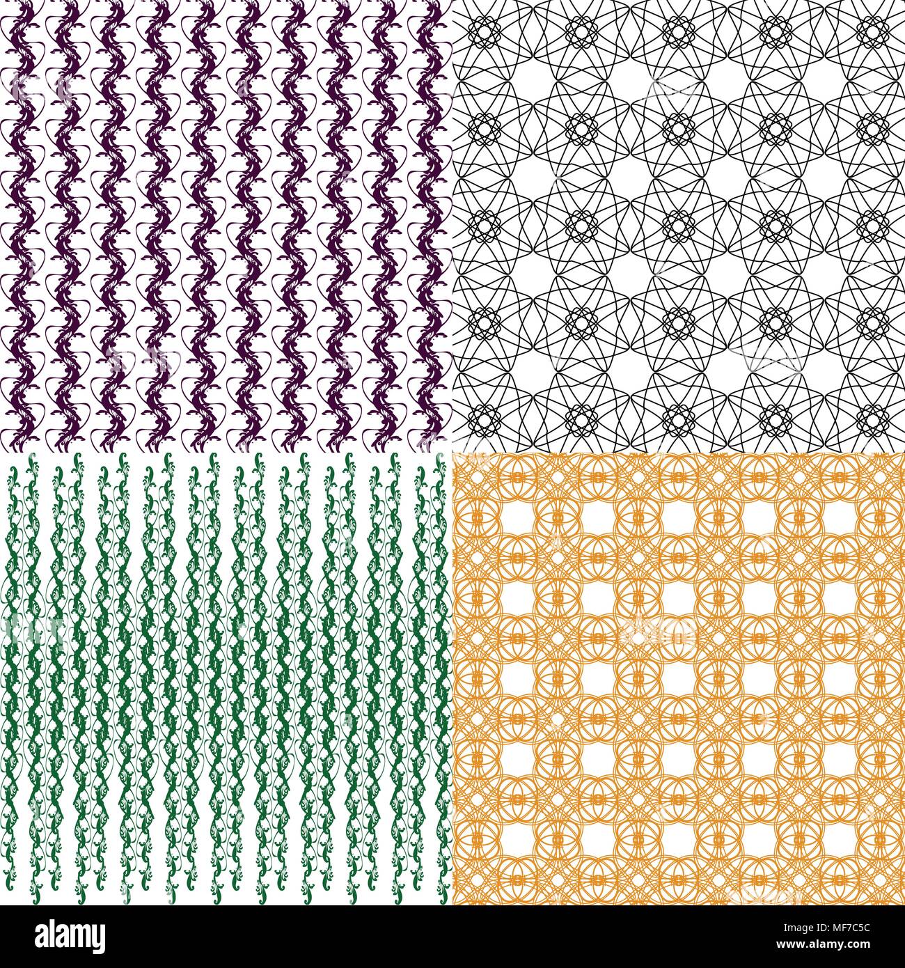 Set of 4 monochrome elegant patterns.Vector ornaments. May be used as ...