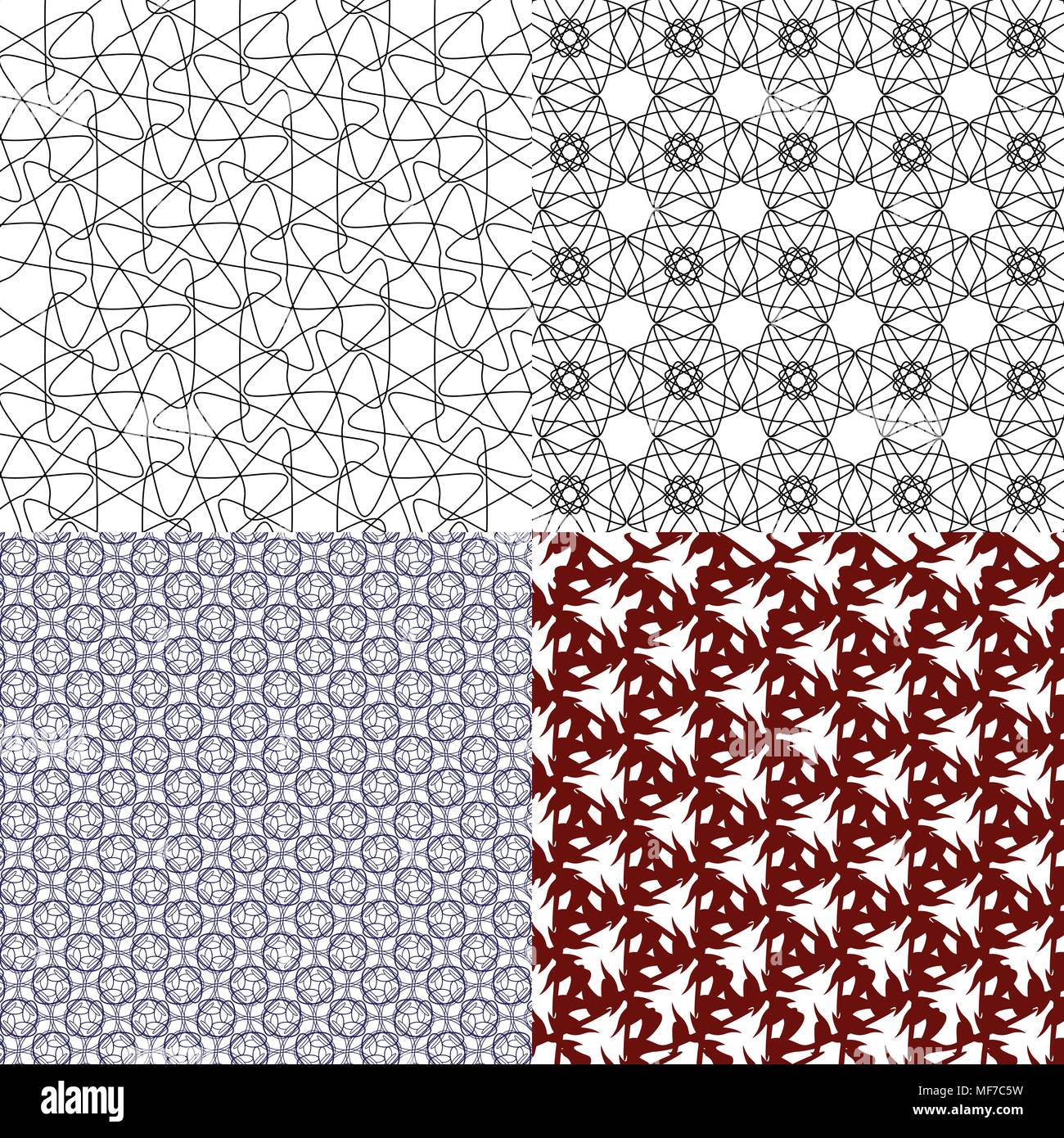 Set of 4 monochrome elegant patterns.Vector ornaments. May be used as ...