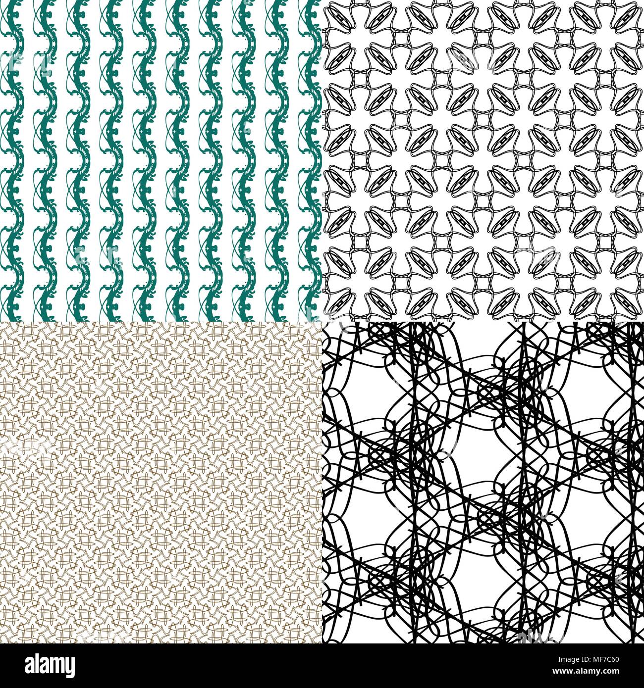Set of 4 monochrome elegant patterns.Vector ornaments. May be used as ...