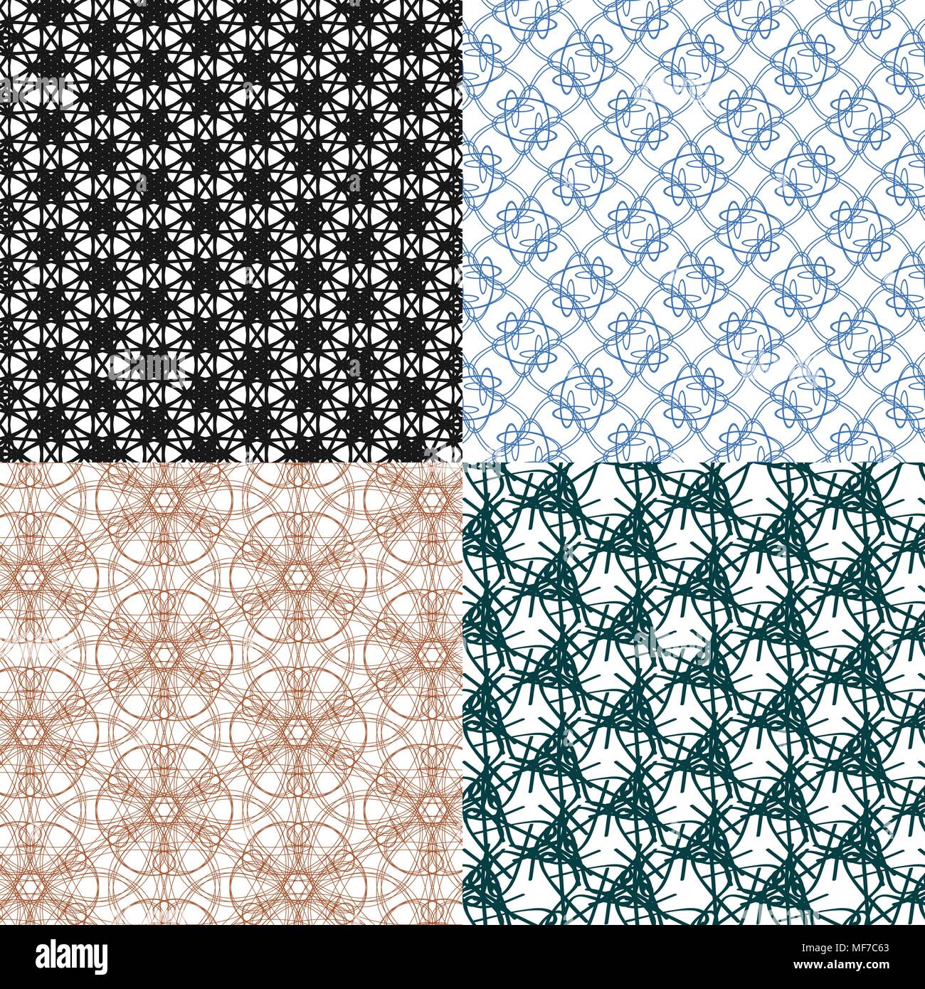 Set of 4 monochrome elegant patterns.Vector ornaments. May be used as ...