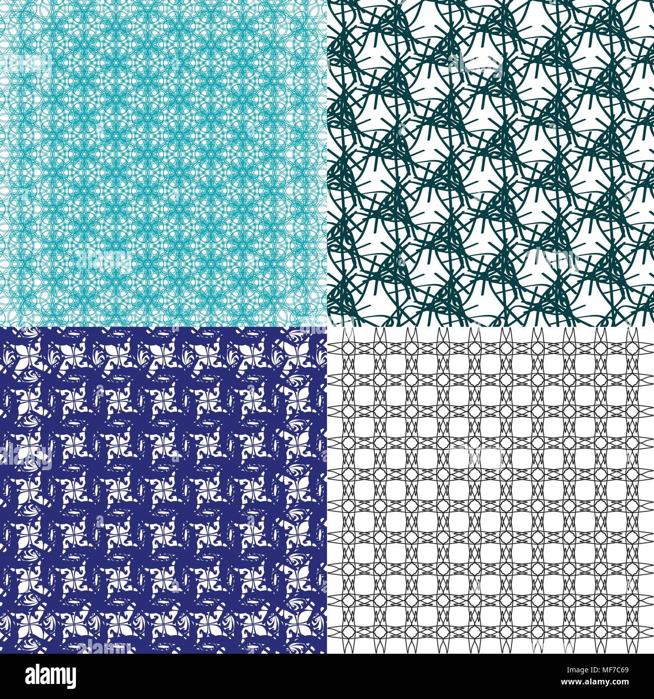 Set of 4 monochrome elegant patterns.Vector ornaments. May be used as ...