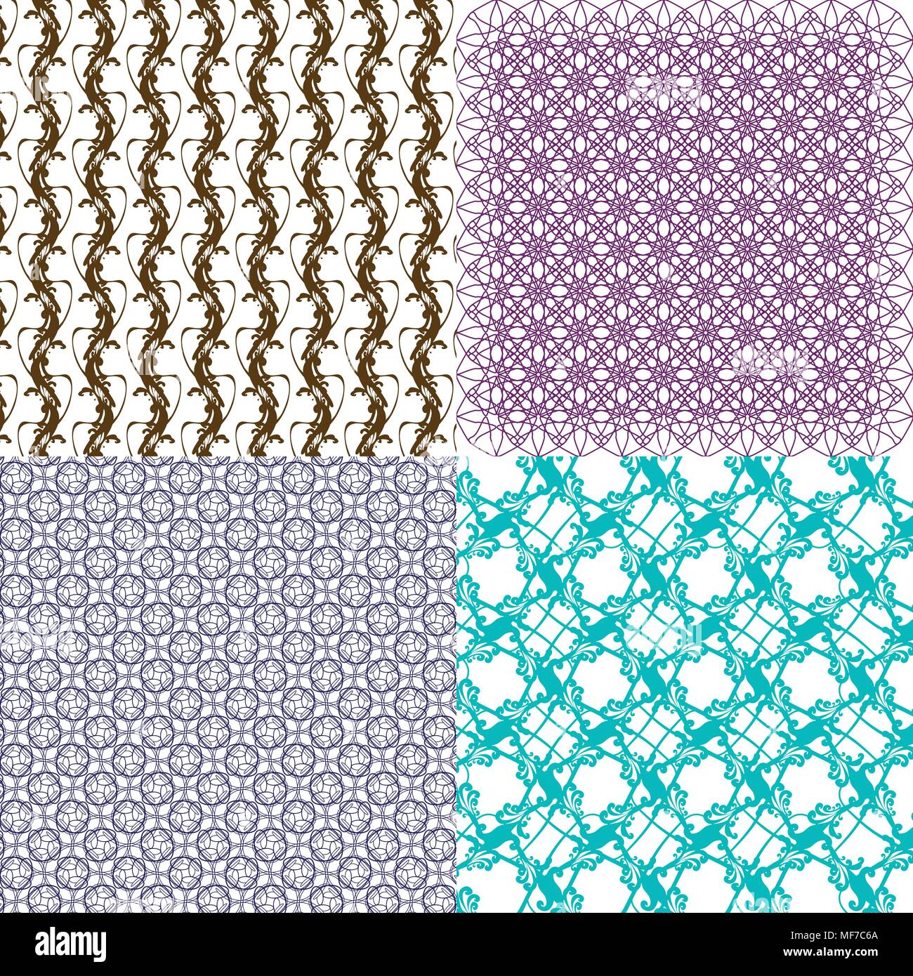 Set of 4 monochrome elegant patterns.Vector ornaments. May be used as ...