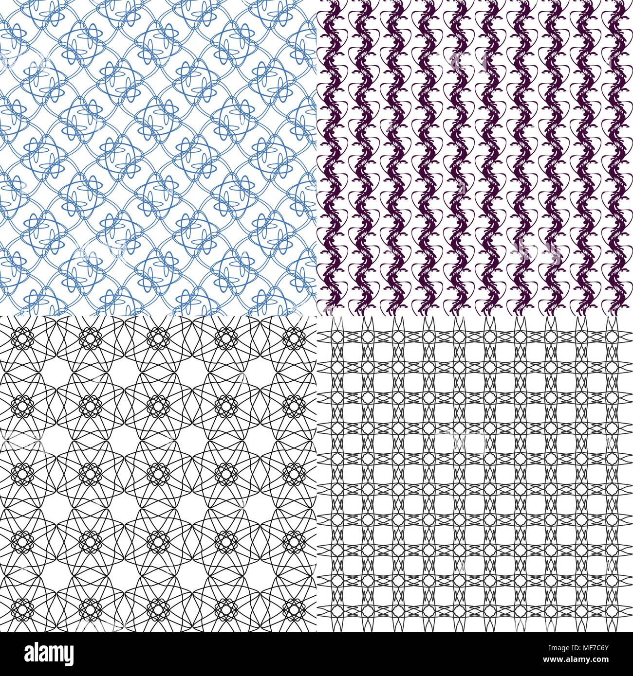 Set of 4 monochrome elegant patterns.Vector ornaments. May be used as ...