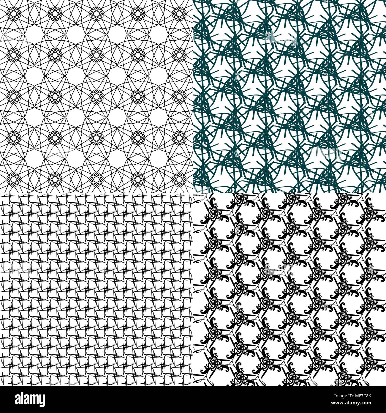 Set of 4 monochrome elegant patterns.Vector ornaments. May be used as ...