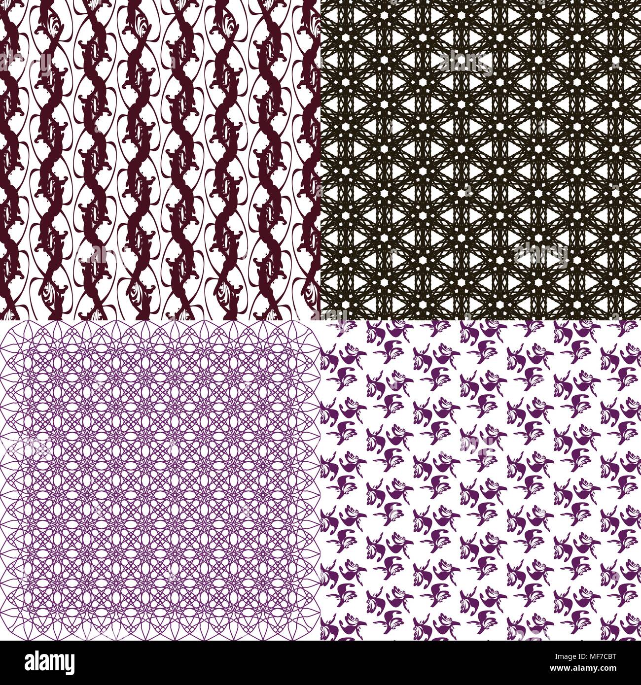 Set of 4 monochrome elegant patterns.Vector ornaments. May be used as ...