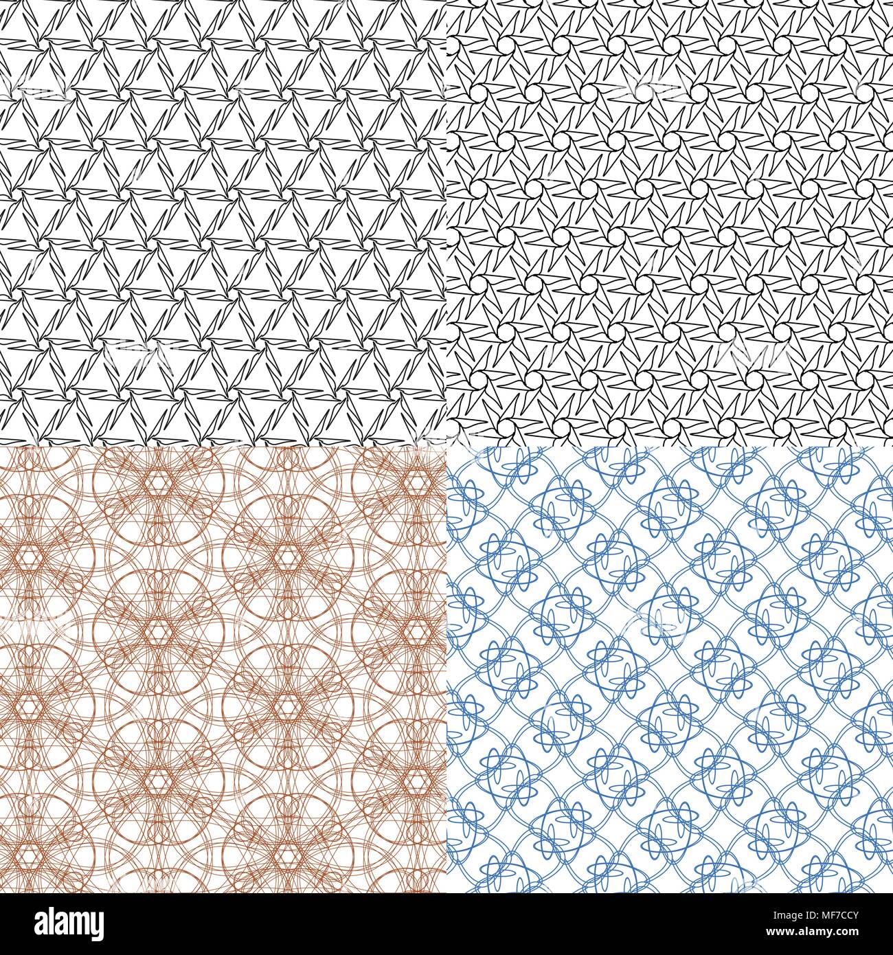 Set of 4 monochrome elegant patterns.Vector ornaments. May be used as ...