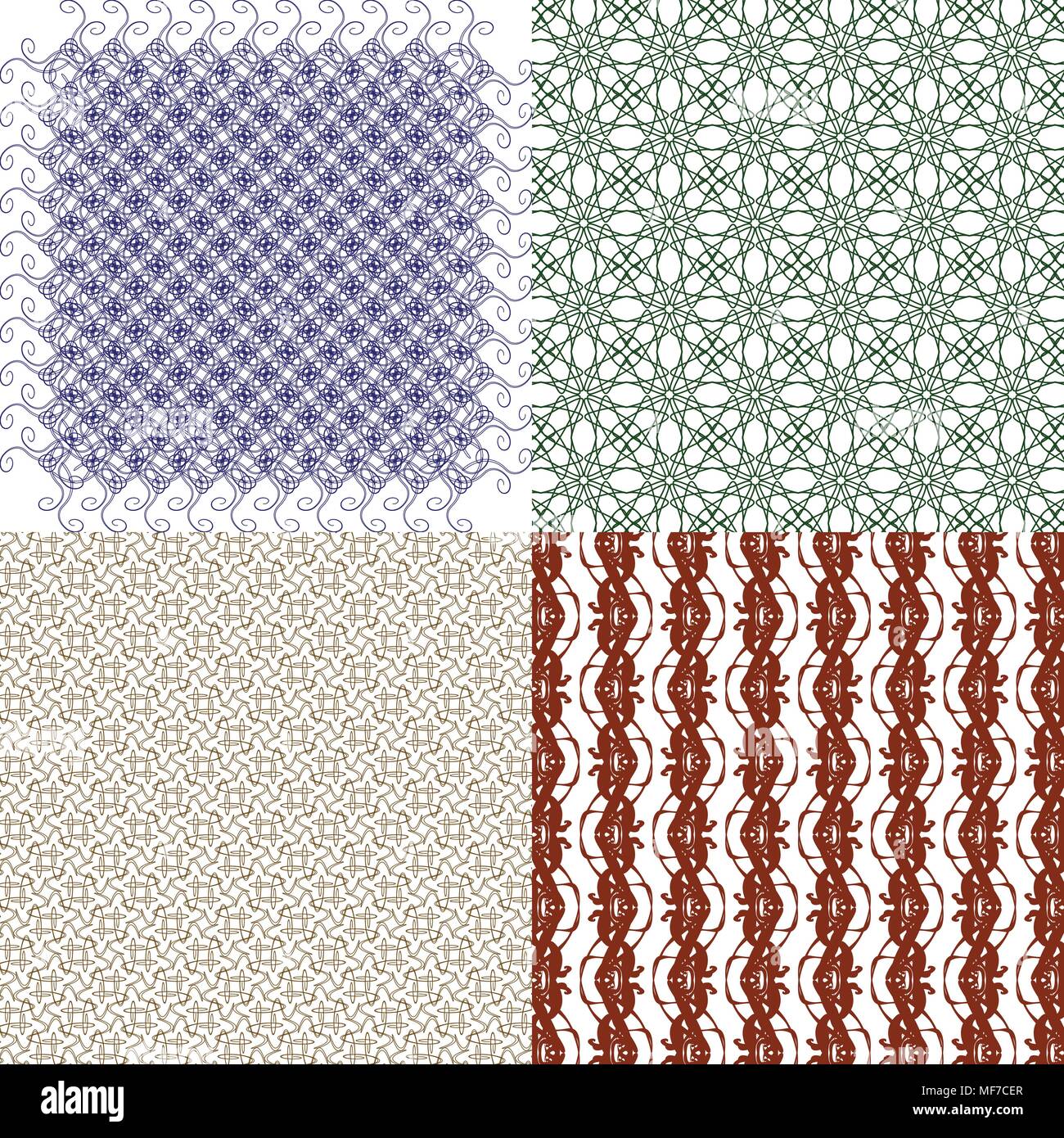 Set of 4 monochrome elegant patterns.Vector ornaments. May be used as ...
