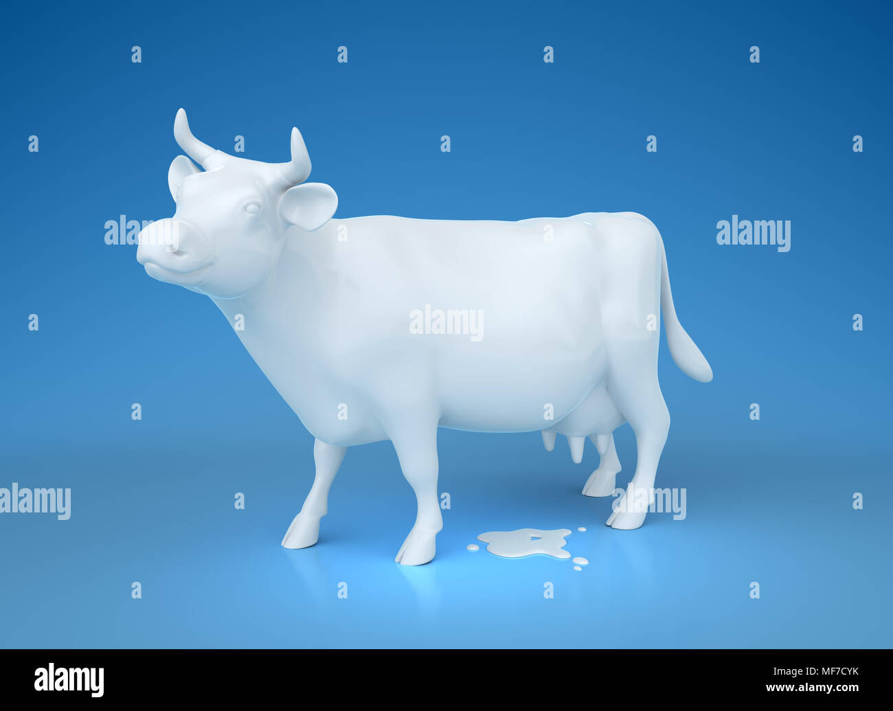 White milky cow. Clipping path included. 3D illustration Stock Photo ...