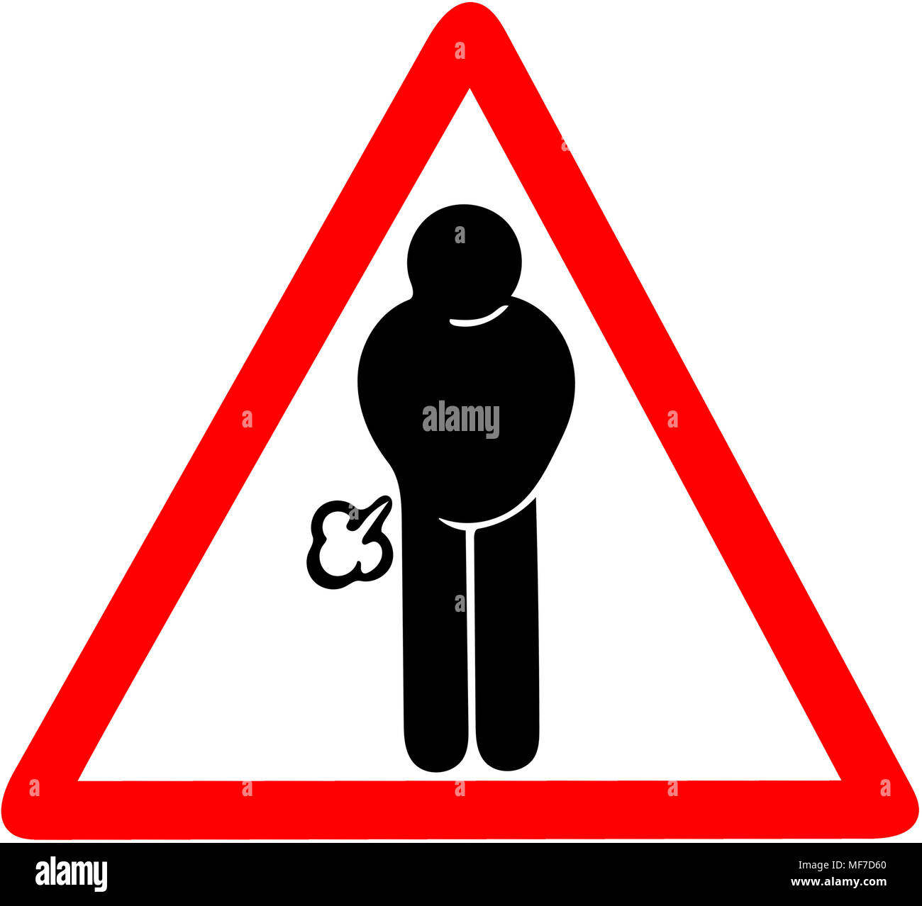 food may not cause gas farting caution warning red triangular road sign ...