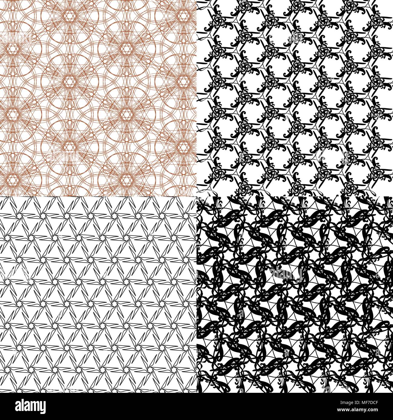 4 Geometric patterns, tiling. Set of vector abstract vintage backgrounds. Vector illustration ...
