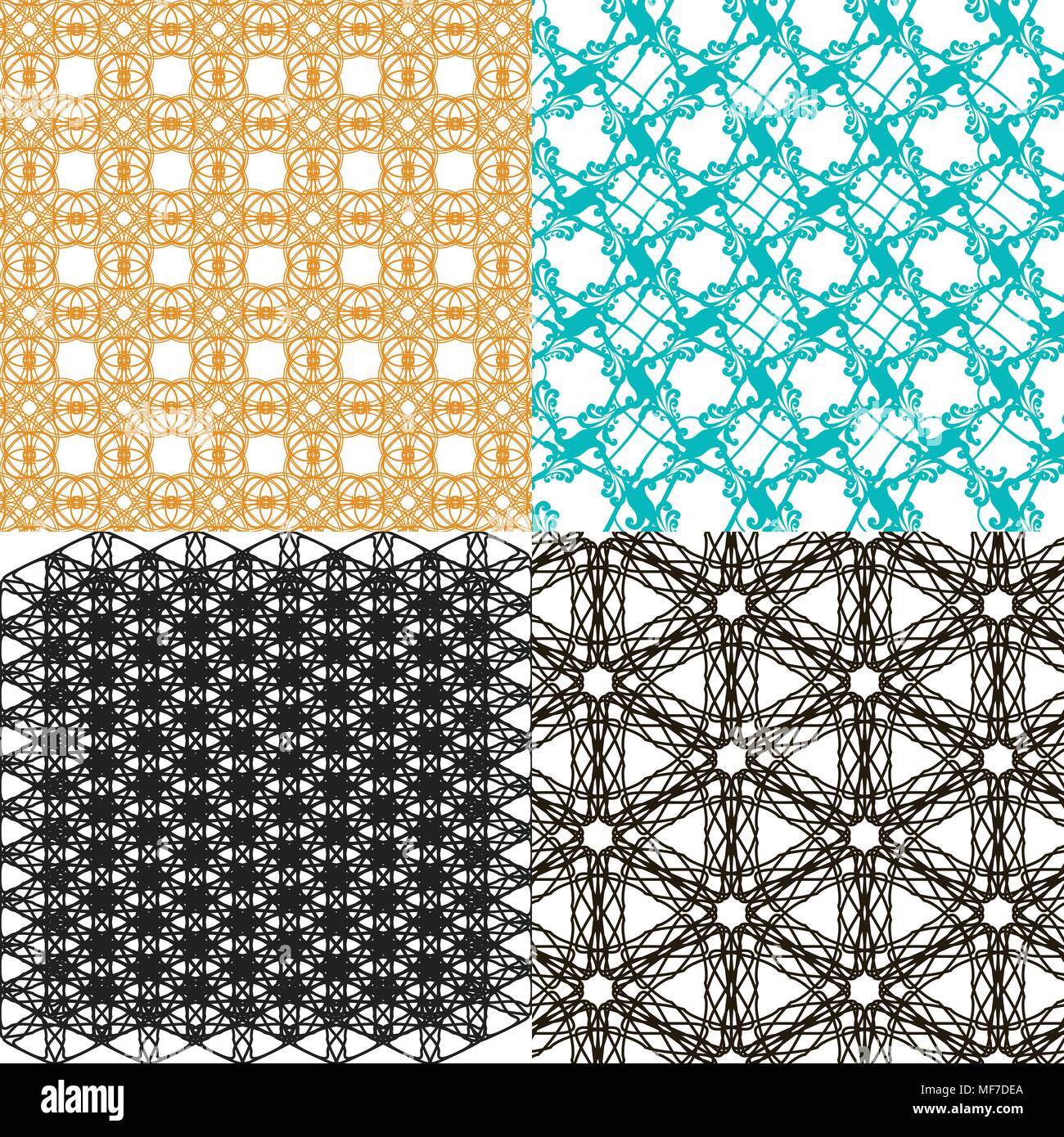 4 Geometric patterns, tiling. Set of vector abstract vintage backgrounds. Vector illustration ...
