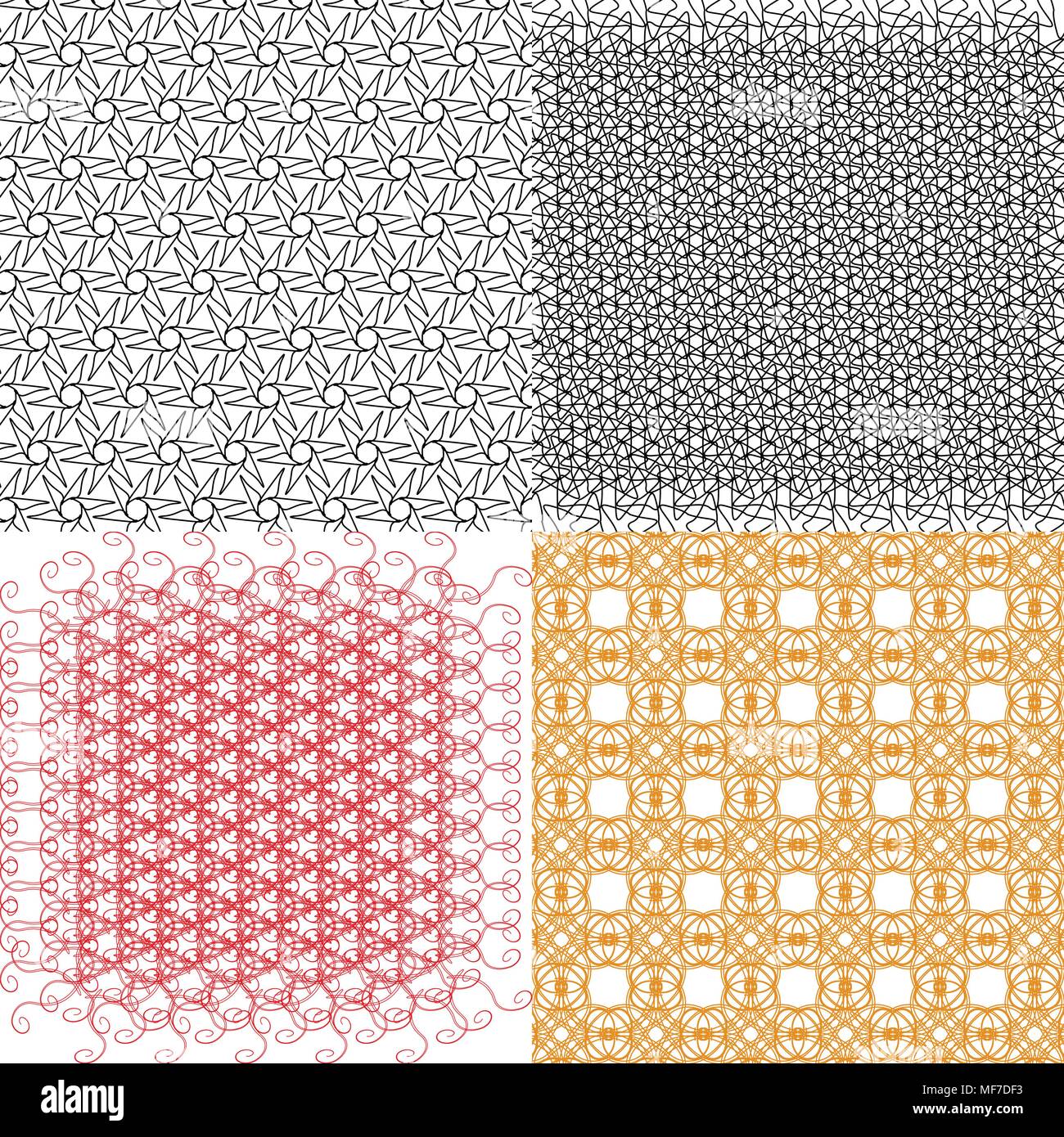 4 Geometric patterns, tiling. Set of vector abstract vintage backgrounds. Vector illustration ...