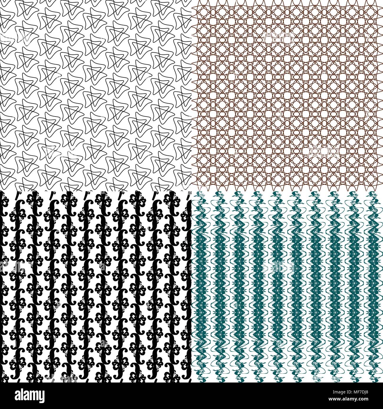 4 Geometric patterns, tiling. Set of vector abstract vintage backgrounds. Vector illustration ...