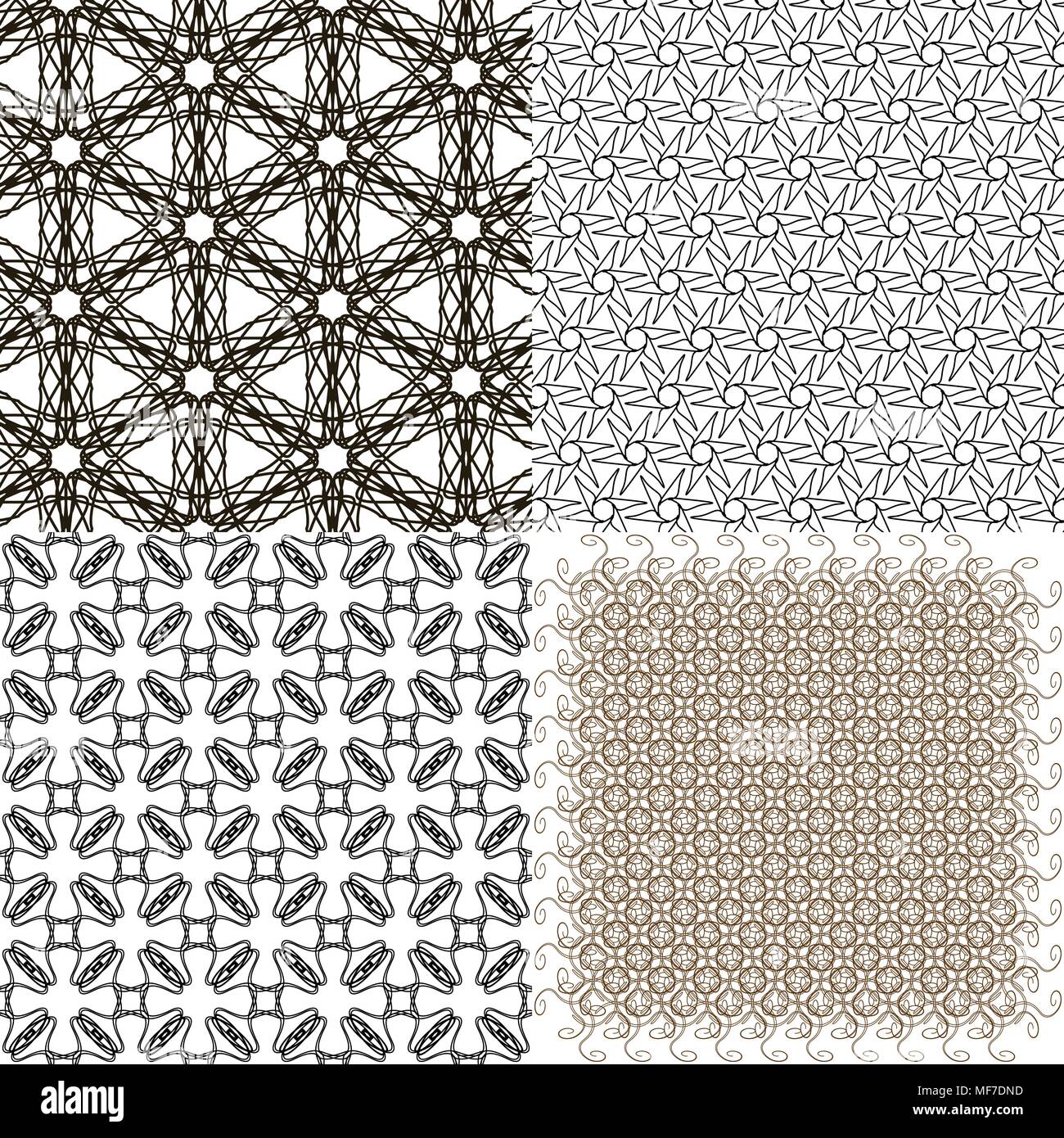 4 Geometric patterns, tiling. Set of vector abstract vintage backgrounds. Vector illustration ...