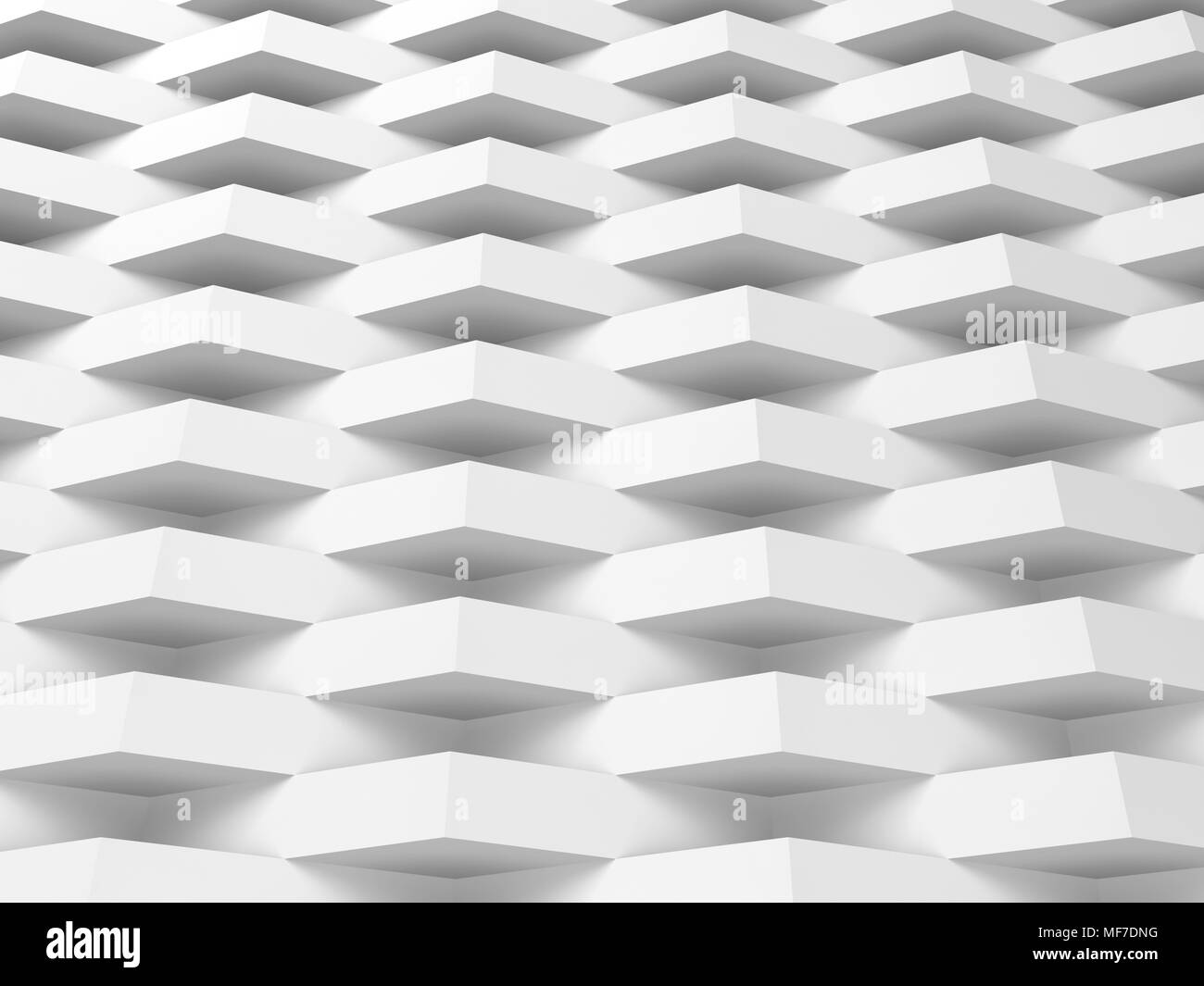 Abstract white background, geometric relief, corners over wall. 3d ...