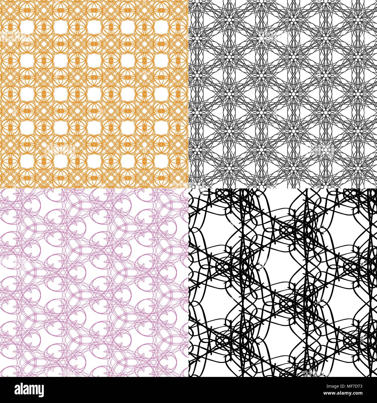 4 Geometric patterns, tiling. Set of vector abstract vintage ...