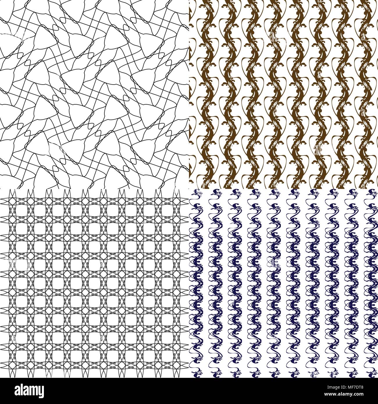 4 Geometric patterns, tiling. Set of vector abstract vintage ...