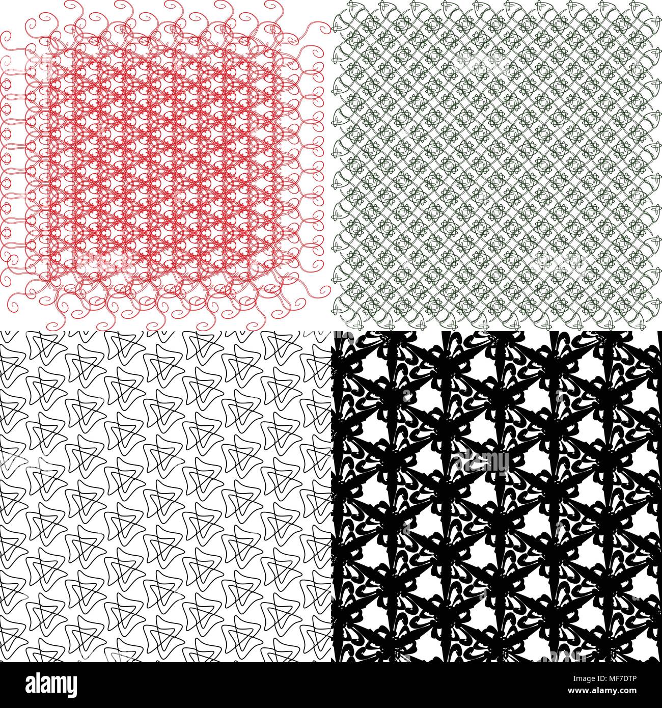 4 Geometric patterns, tiling. Set of vector abstract vintage ...