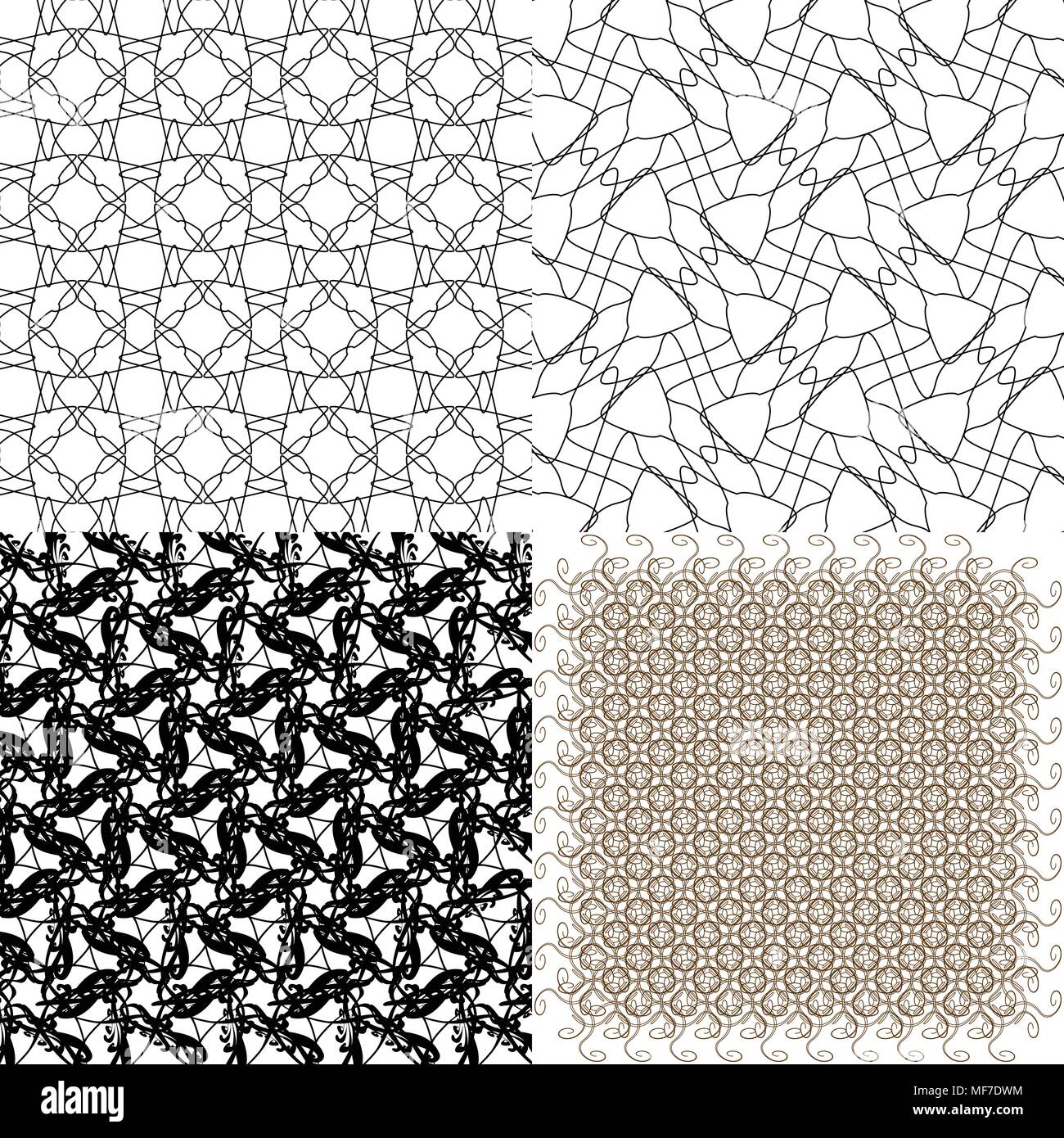 4 Geometric patterns, tiling. Set of vector abstract vintage ...
