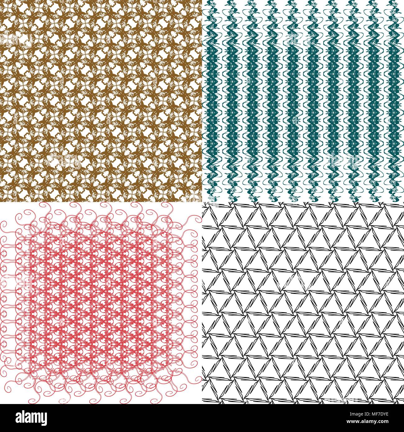 4 Geometric patterns, tiling. Set of vector abstract vintage backgrounds. Vector illustration ...