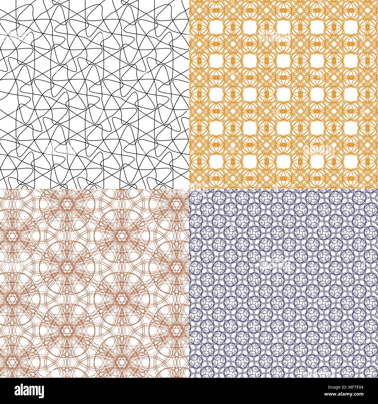 4 Geometric patterns, tiling. Set of vector abstract vintage backgrounds. Vector illustration ...