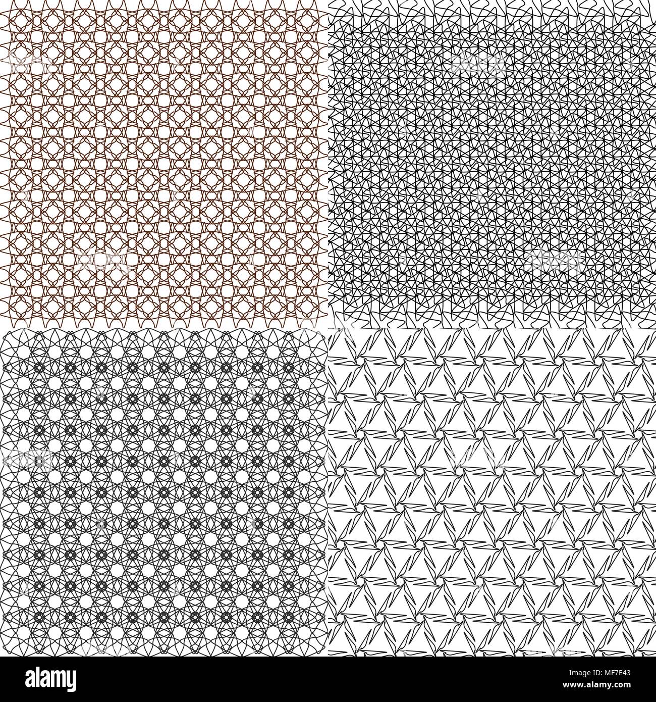 4 Geometric patterns, tiling. Set of vector abstract vintage backgrounds. Vector illustration ...