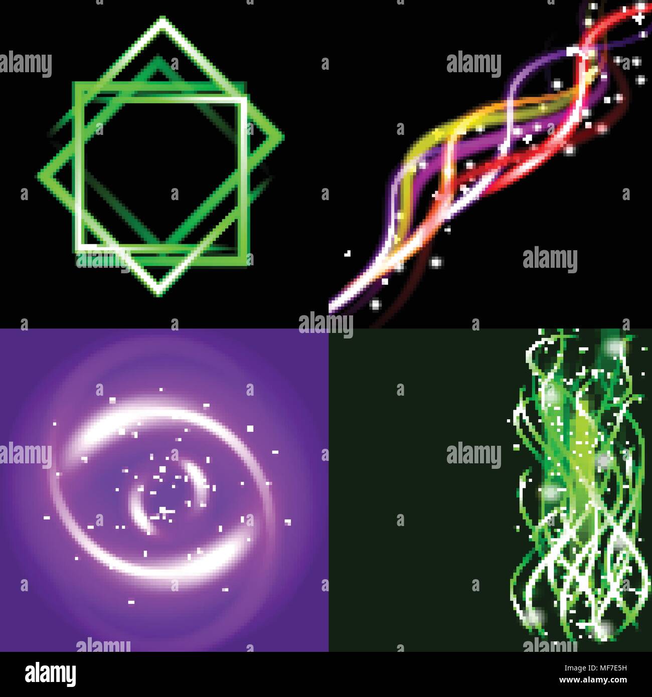 Set of colorful abstract background with blurred magic neon light ...