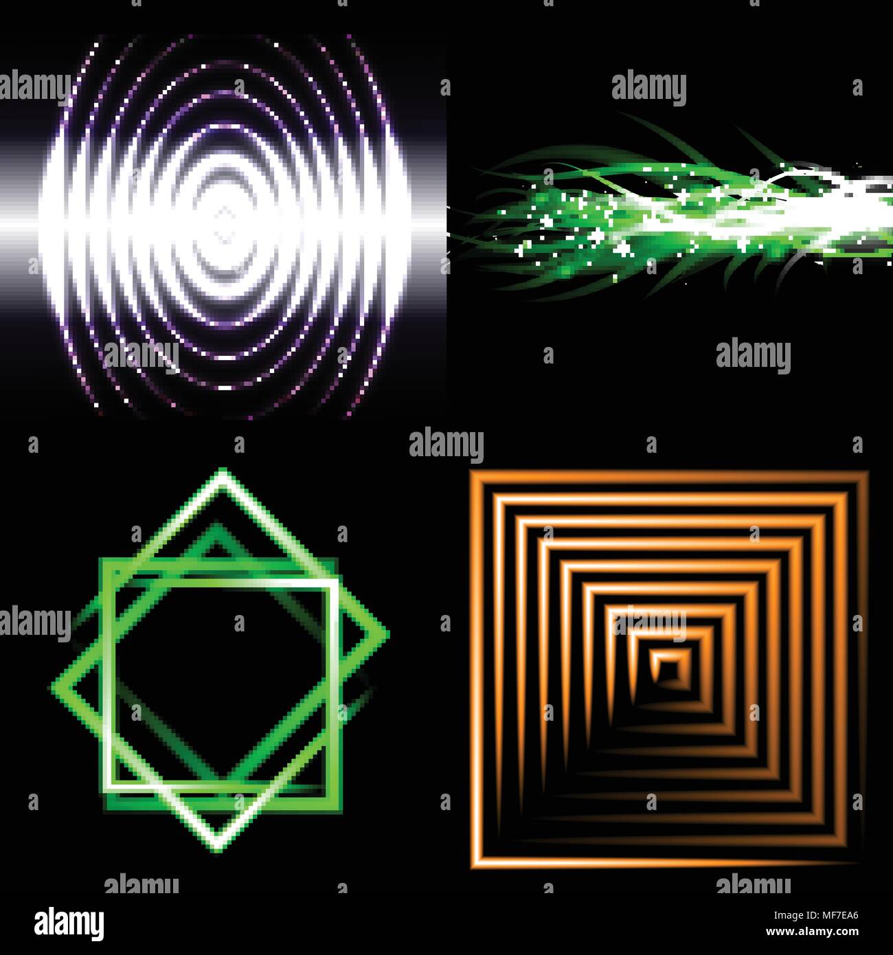 Set of colorful abstract background with blurred magic neon light ...