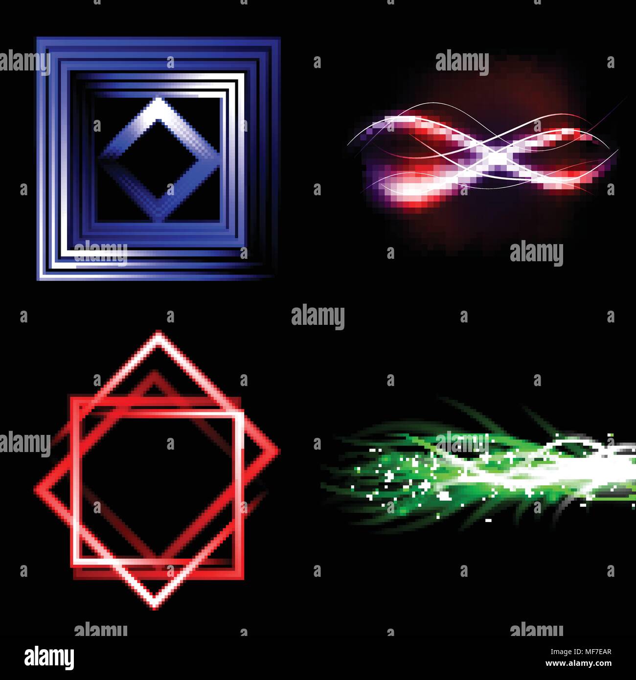 Set of colorful abstract background with blurred magic neon light ...