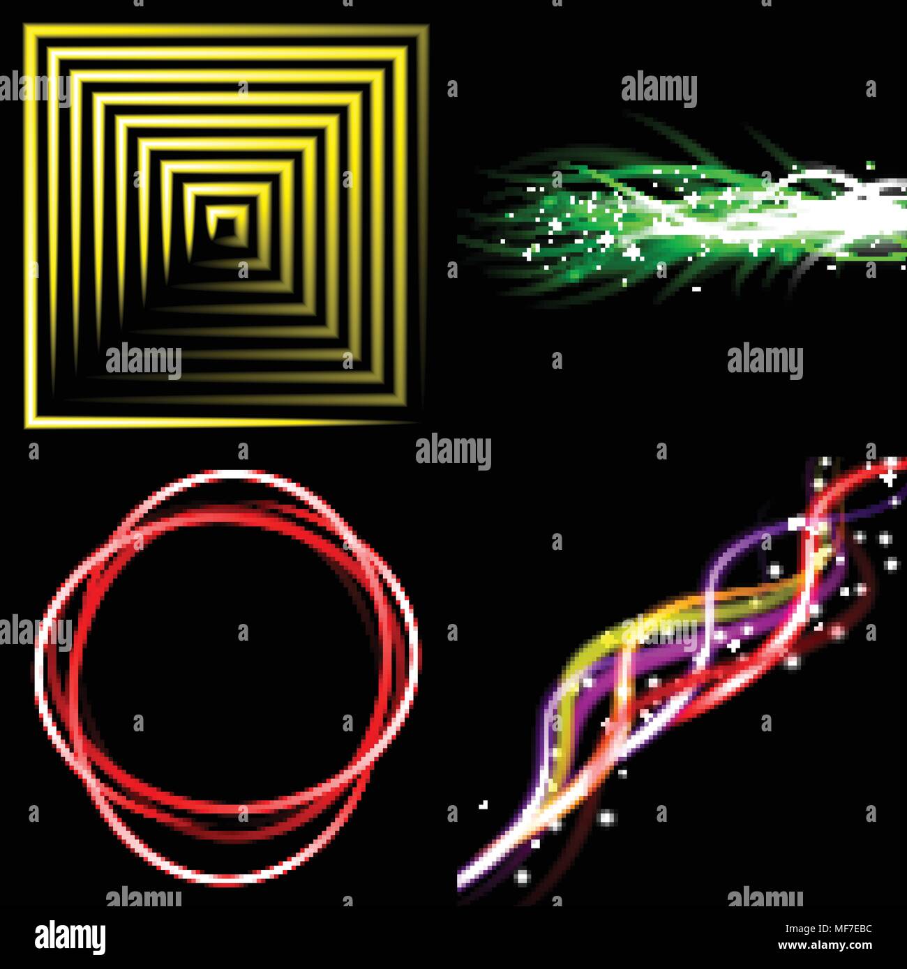 Set of colorful abstract background with blurred magic neon light ...