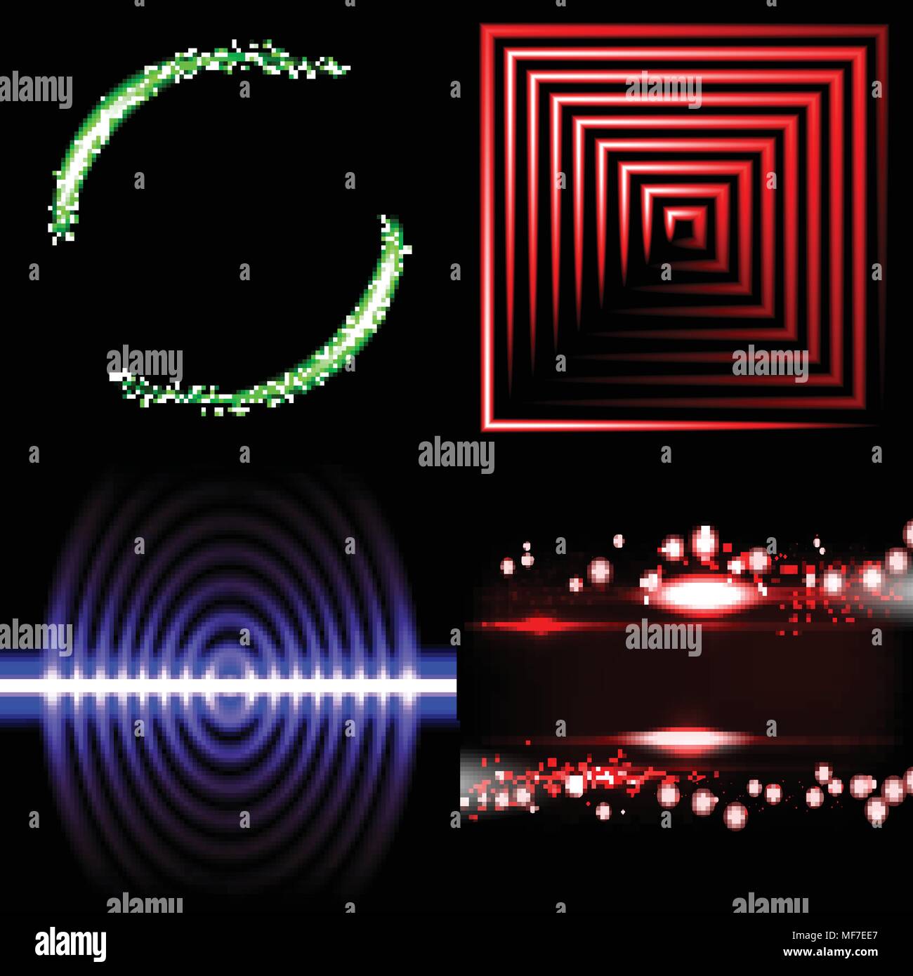 Set of colorful abstract background with blurred magic neon light ...