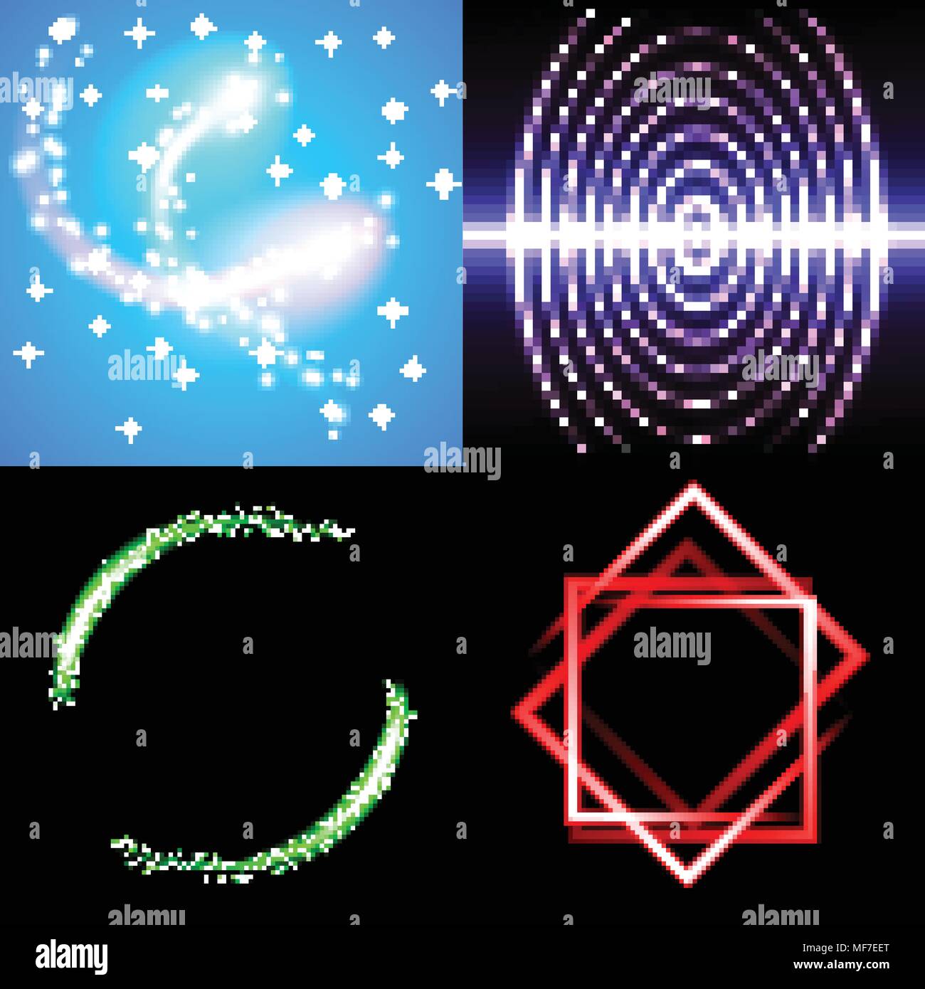 Set of colorful abstract background with blurred magic neon light ...