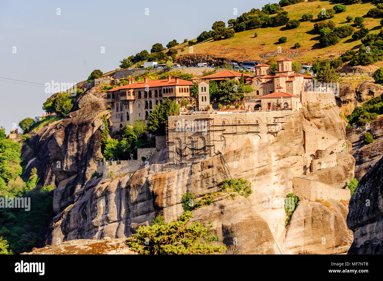 Monastery complex in Meteora mountains, Thessaly, Greece. UNESCO World ...