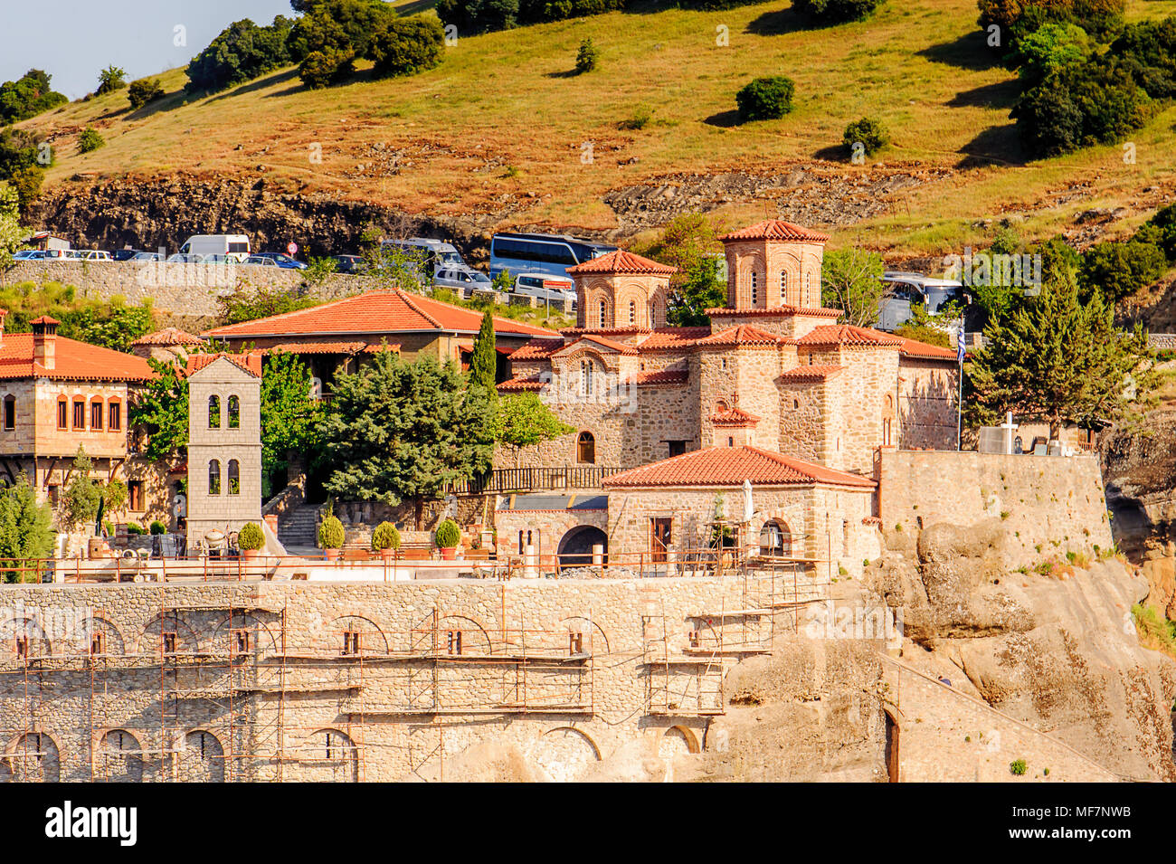 Monastery complex in Meteora mountains, Thessaly, Greece. UNESCO World ...