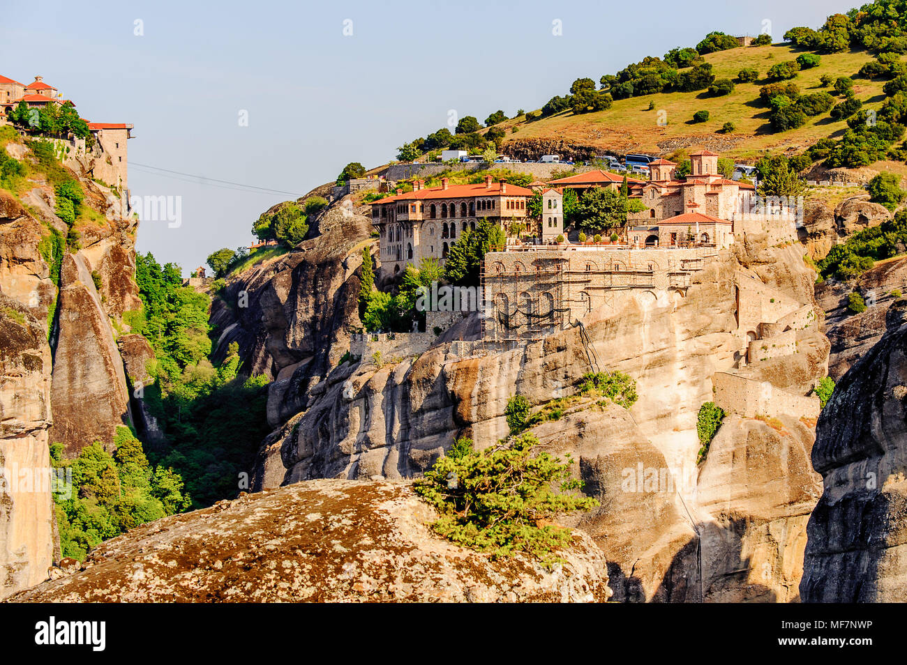 Monastery complex in Meteora mountains, Thessaly, Greece. UNESCO World ...