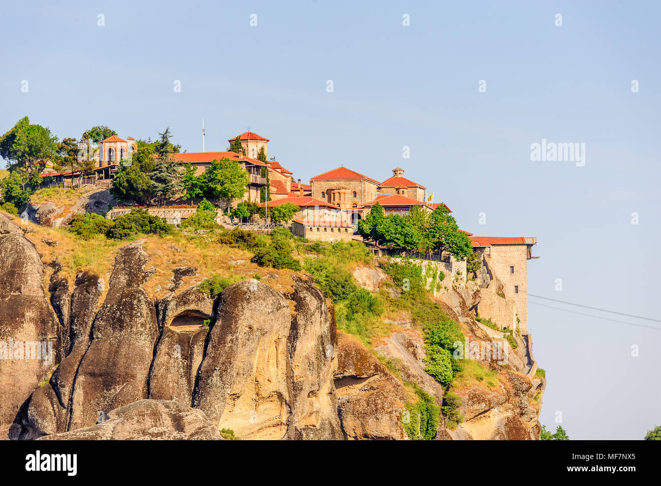 Monastery complex in Meteora mountains, Thessaly, Greece. UNESCO World ...