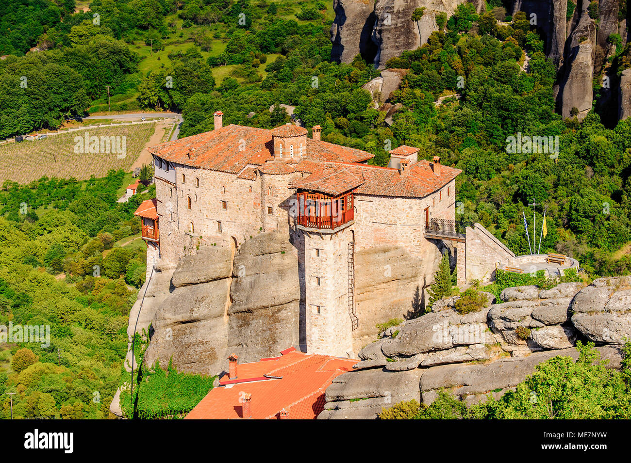 Monastery complex in Meteora mountains, Thessaly, Greece. UNESCO World ...