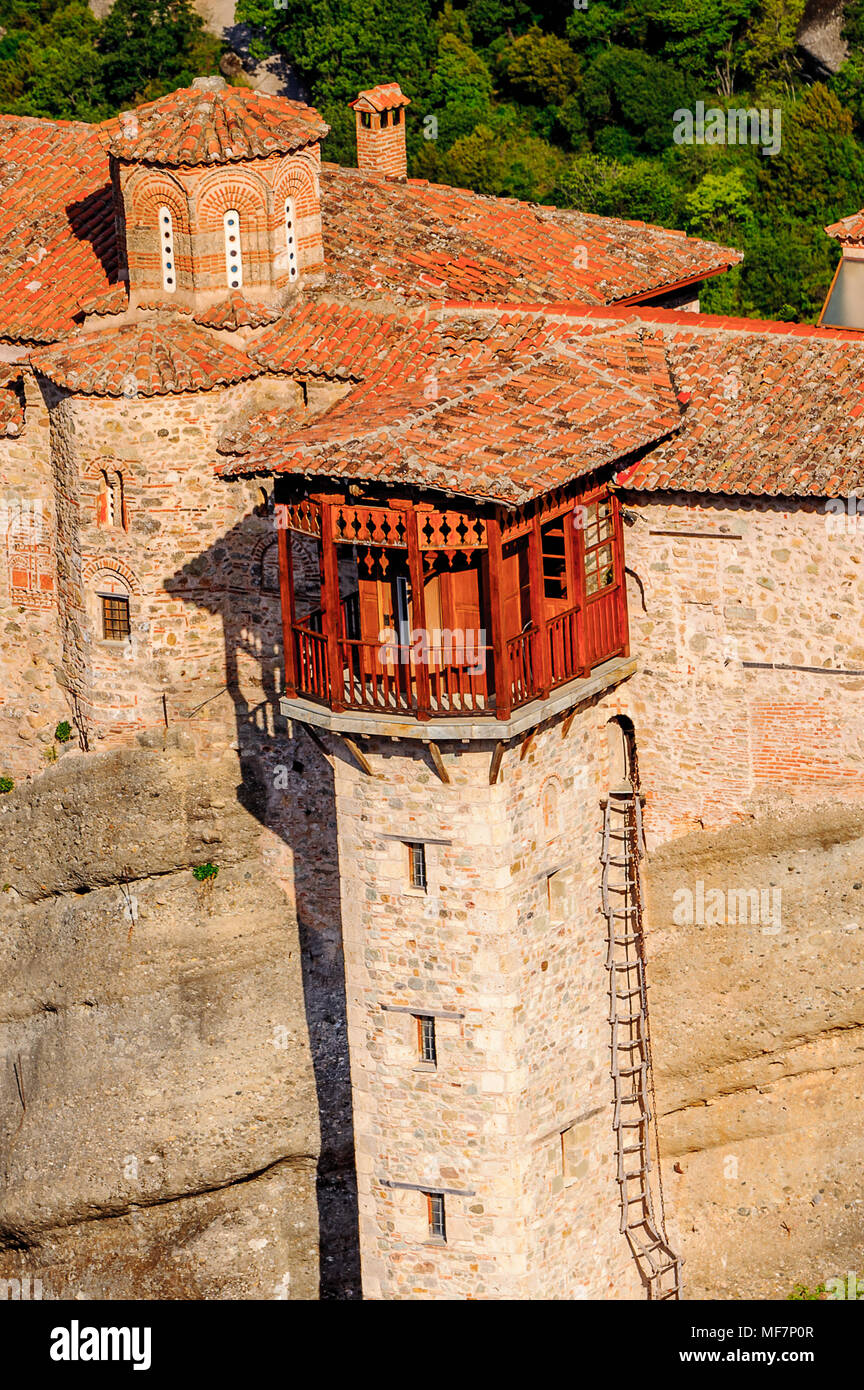 Monastery complex in Meteora mountains, Thessaly, Greece. UNESCO World ...