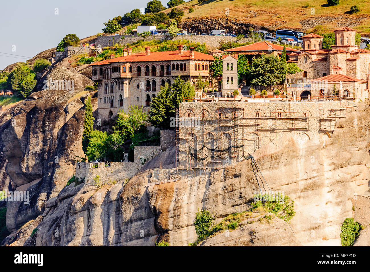 Monastery complex in Meteora mountains, Thessaly, Greece. UNESCO World ...